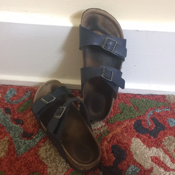Birkenstock | Shoes | Navy Blue Leather Birks Amsterdam Thrifted | Poshmark